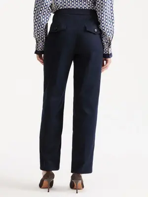 Marella Stretch Cotton-lyocell Blend Trousers With Side Pockets