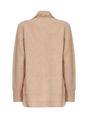 ERMANNO FIRENZE Lace-trimmed Ribbed Cardigan