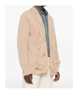 ERMANNO FIRENZE Lace-trimmed Ribbed Cardigan