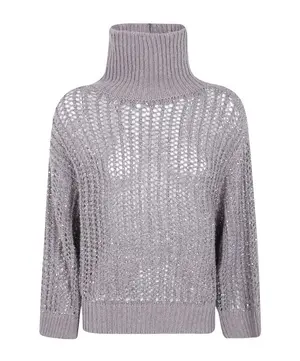 D.exterior Open-knit Sweater - Gray