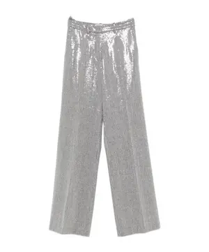 ERMANNO FIRENZE Sequin-embellished Houndstooth Trousers - Grey