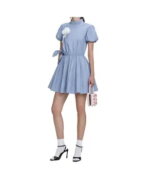 SELF-PORTRAIT Puff-sleeve Bow-waist Dress