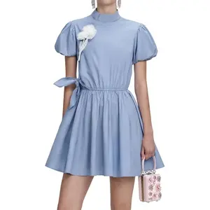 SELF-PORTRAIT Puff-sleeve Bow-waist Dress