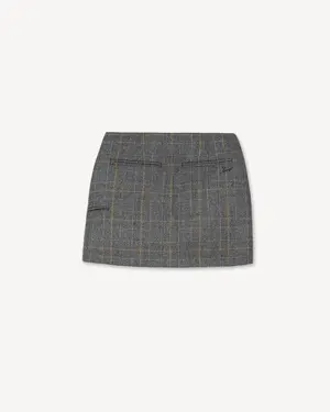 Kenzo Checked Wool Tweed Wrap Mini Skirt