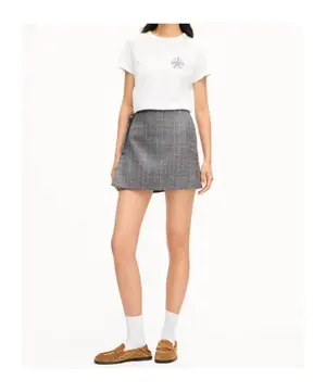 Kenzo Checked Wool Tweed Wrap Mini Skirt