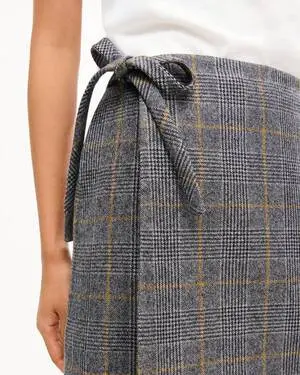 Kenzo Checked Wool Tweed Wrap Mini Skirt