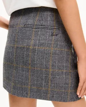 Kenzo Checked Wool Tweed Wrap Mini Skirt