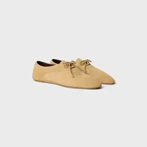 Celine Ballet Lace-up Shoe In Suede Calfskin