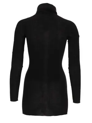 Rick Owens Ribbed Turtleneck Wool Mini Dress