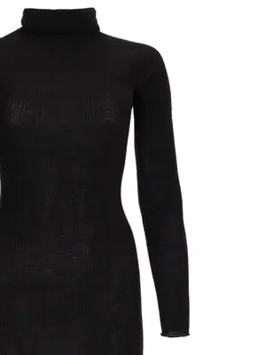 Rick Owens Ribbed Turtleneck Wool Mini Dress