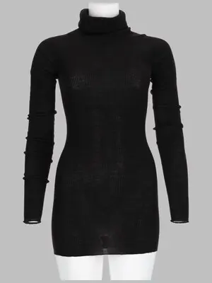 Rick Owens Ribbed Turtleneck Wool Mini Dress