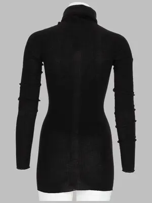 Rick Owens Ribbed Turtleneck Wool Mini Dress