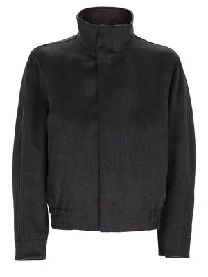 LARDINI High Neck Wool Bomber Jacket