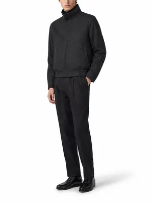 LARDINI High Neck Wool Bomber Jacket