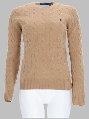 Polo Ralph Lauren Julianna" Logo Cable Knit Sweater - Brown