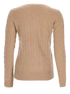 Polo Ralph Lauren Julianna" Logo Cable Knit Sweater - Brown