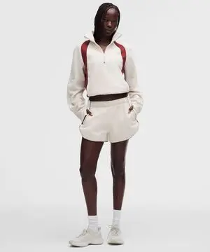 Lululemon Scuba Mid-rise Dolphin Short - Light Ivory/white/rocket Red