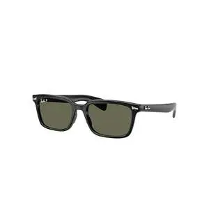 Ray-ban Ray-Ban Brunel Rectangular Sunglasses With Green Lenses Black