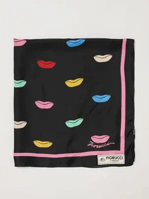 Fiorucci Graphic Print Silk And Viscose Square Scarf - Black
