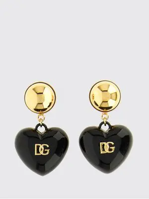 Dolce & Gabbana Heart-shaped Clip-on Earrings With Dg Monogram - Black