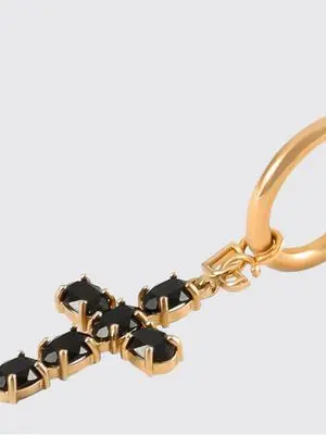 Dolce & Gabbana Cross Pendant Earrings With Crystals And Dg Logo