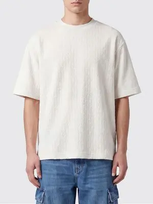 Off-White Relaxed Fit T-shirt In Cotton With Jacquard Monogram Logo And Dropped Shoulders - Yellow Cream
