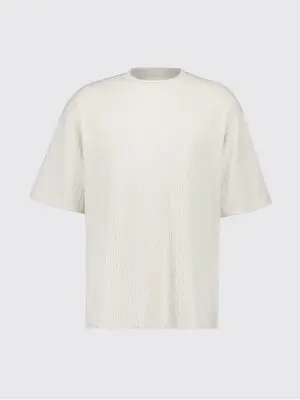 Off-White Relaxed Fit T-shirt In Cotton With Jacquard Monogram Logo And Dropped Shoulders - Yellow Cream