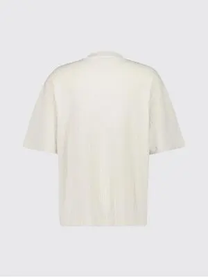 Off-White Relaxed Fit T-shirt In Cotton With Jacquard Monogram Logo And Dropped Shoulders - Yellow Cream