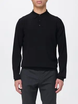 ZANONE Long-sleeved Knit Wool Polo With Three-button Placket - Black 1