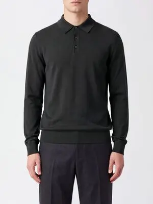 ZANONE Long-sleeved Knit Wool Polo With Three-button Placket - Green