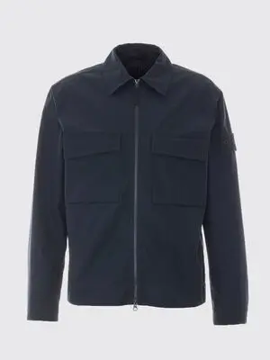 Stone Island Short Shirt Jacket In Organic Cotton Canvas With Zip