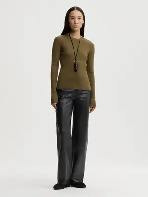 BY MALENE BIRGER Mariella Ribbed Wool-silk Sweater - Hunt