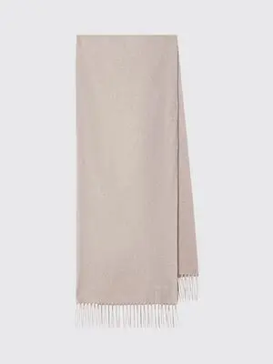 Max Mara Baci Pure Cashmere Scarf With Embroidered Logo And Fringes - Kaki