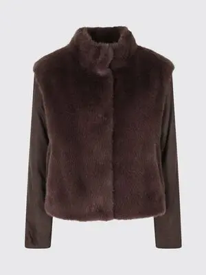 Herno High Neck Faux Fur Jacket With Concealed Closure - Brown