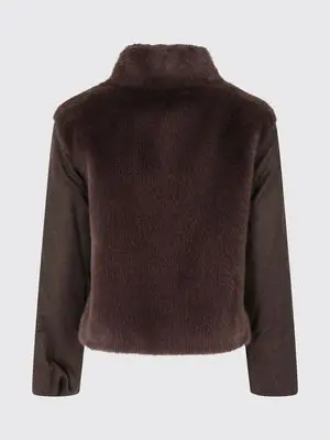 Herno High Neck Faux Fur Jacket With Concealed Closure - Brown