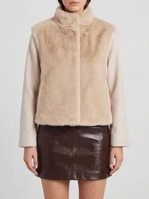 Herno High Neck Faux Fur Jacket With Concealed Closure