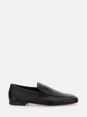 TOD'S Smooth Calfskin Penny Loafers With Leather Sole - Black