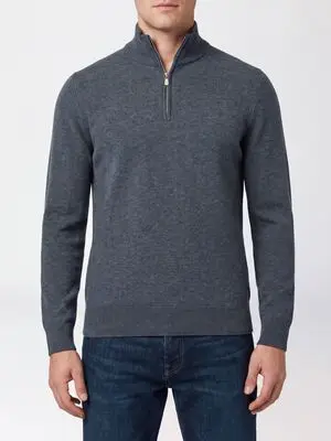 Brunello Cucinelli Slim Fit Half-zip Cashmere Turtleneck - Blue 2