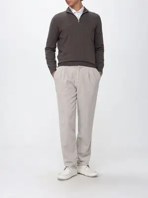 Brunello Cucinelli Slim Fit Half-zip Cashmere Turtleneck - Brown