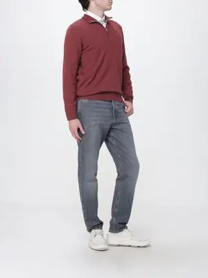 Brunello Cucinelli Slim Fit Half-zip Cashmere Turtleneck Jumper - Red