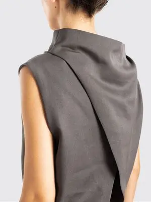 Khaite Astor Draped Sleeveless Virgin Wool Mini Dress