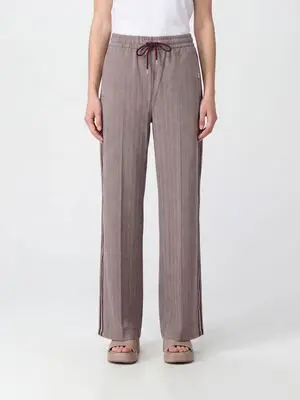 Liu Jo Striped Straight-leg Trousers In Viscose Blend With Elasticated Waist