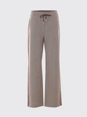 Liu Jo Striped Straight-leg Trousers In Viscose Blend With Elasticated Waist