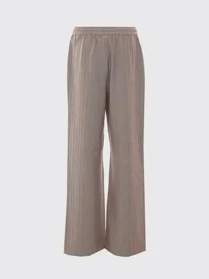 Liu Jo Striped Straight-leg Trousers In Viscose Blend With Elasticated Waist