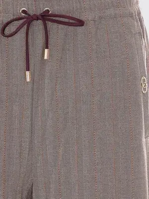 Liu Jo Striped Straight-leg Trousers In Viscose Blend With Elasticated Waist