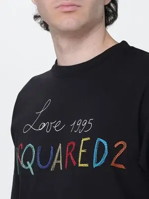 Dsquared2 Cotton T-shirt With Multicolour Embroidered Logo And Dropped Shoulders