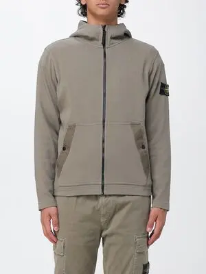 Stone Island Compass Logo Cotton Zip-up Hoodie - Military