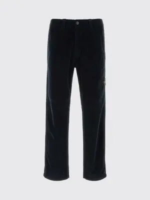 Stone Island Velvet Chino Trousers With Compass Logo Patch - Blue