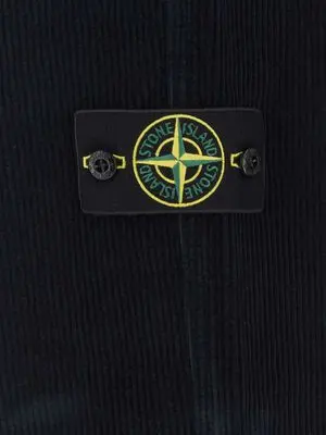 Stone Island Velvet Chino Trousers With Compass Logo Patch - Blue
