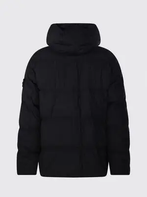 Stone Island Hooded Puffer Jacket With Compass Logo - Black